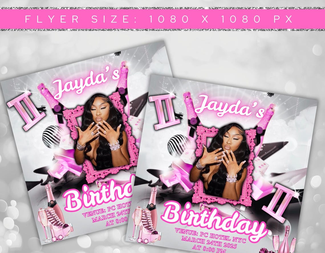 Gemini Birthday Flyer,birthday Flyer, Gemini Flyer, Party Flyer ...