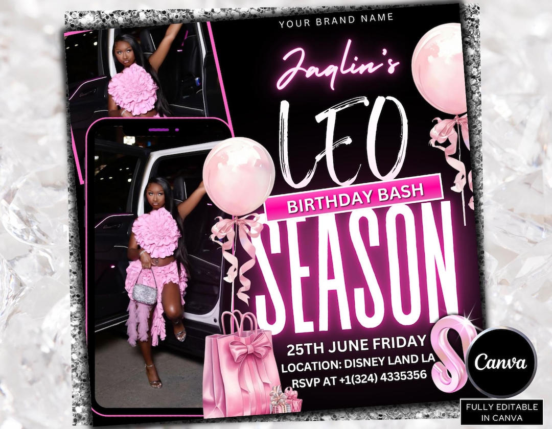 Leo Season Party Flyer, Birthday Szn Flyer, Leo Invitation Flyer, Leo ...