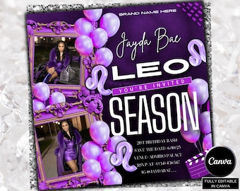 Leo Season Party Flyer, Birthday Szn Flyer, Leo Invitation Flyer, Leo ...