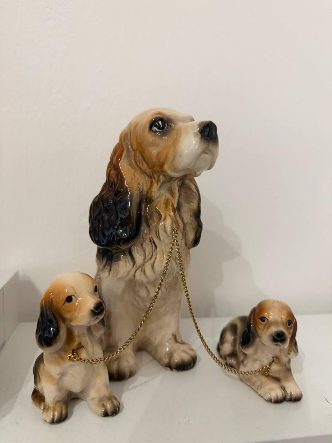 Vintage Ceramic Cocker Spaniel Family Figurines, Mid-century Dog Decor ...