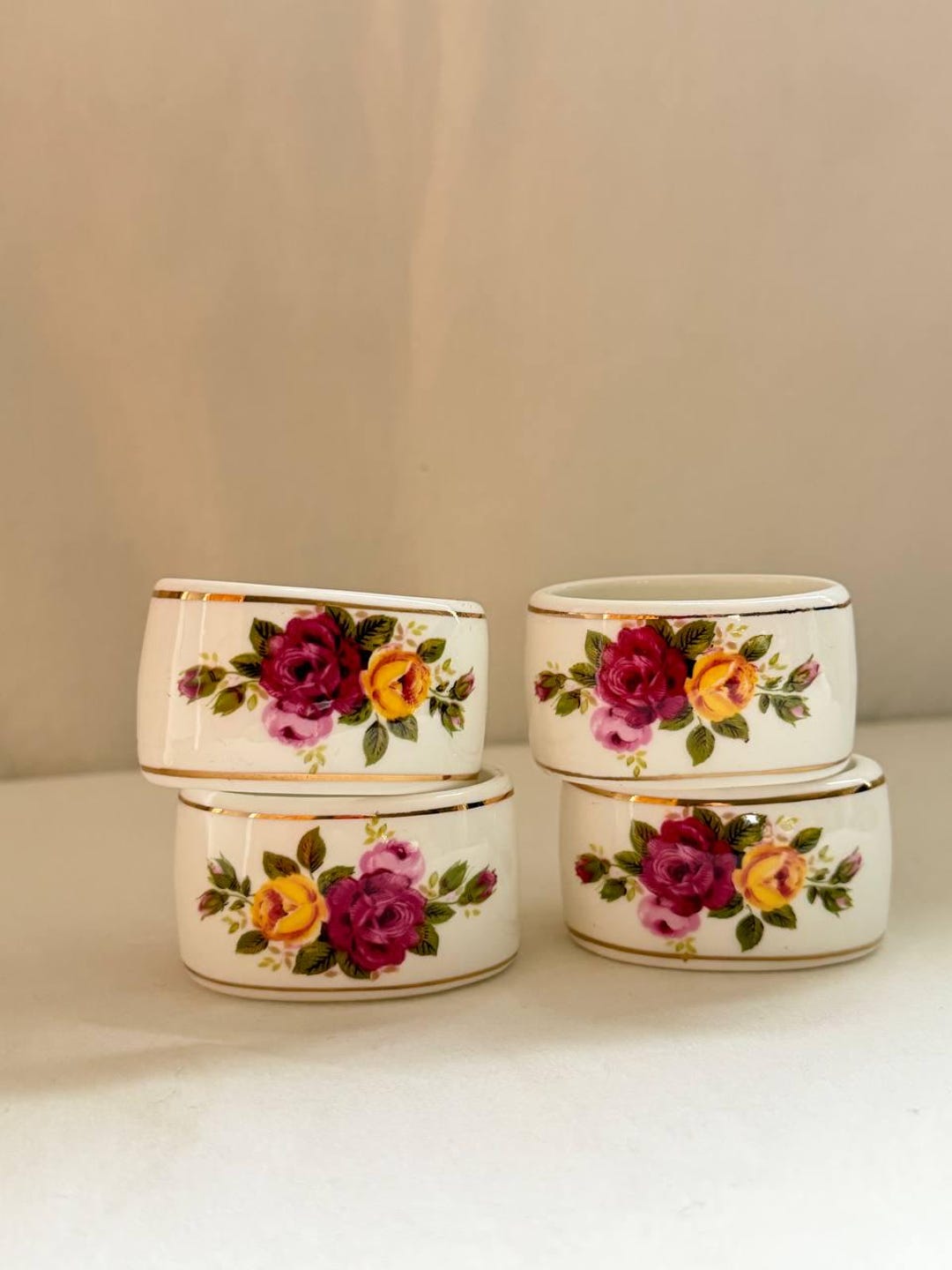 Vintage Newhall Bone China Napkin Rings: English Rose, Set of 4 - Etsy