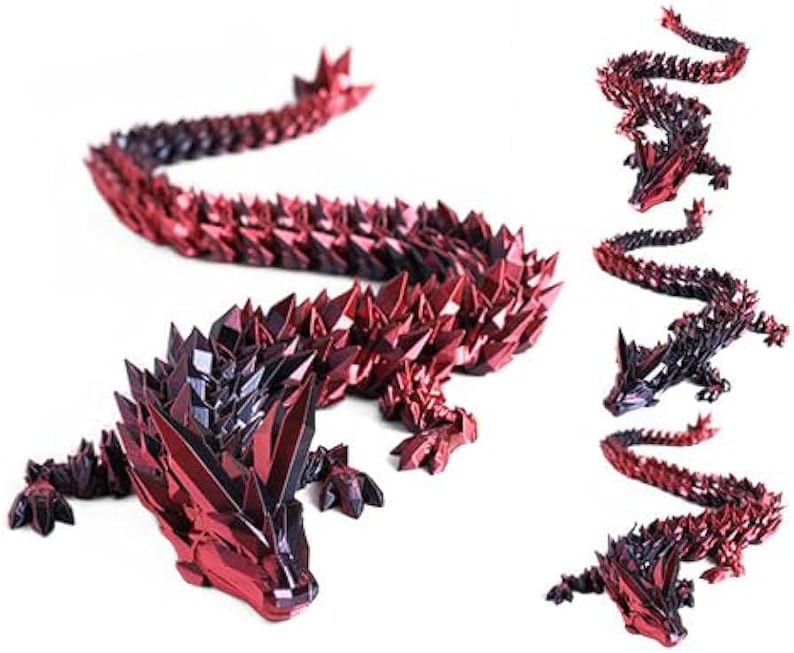 3D Printed Crystal Dragon Fidget Toy, Black & Red Desk Decor - Etsy