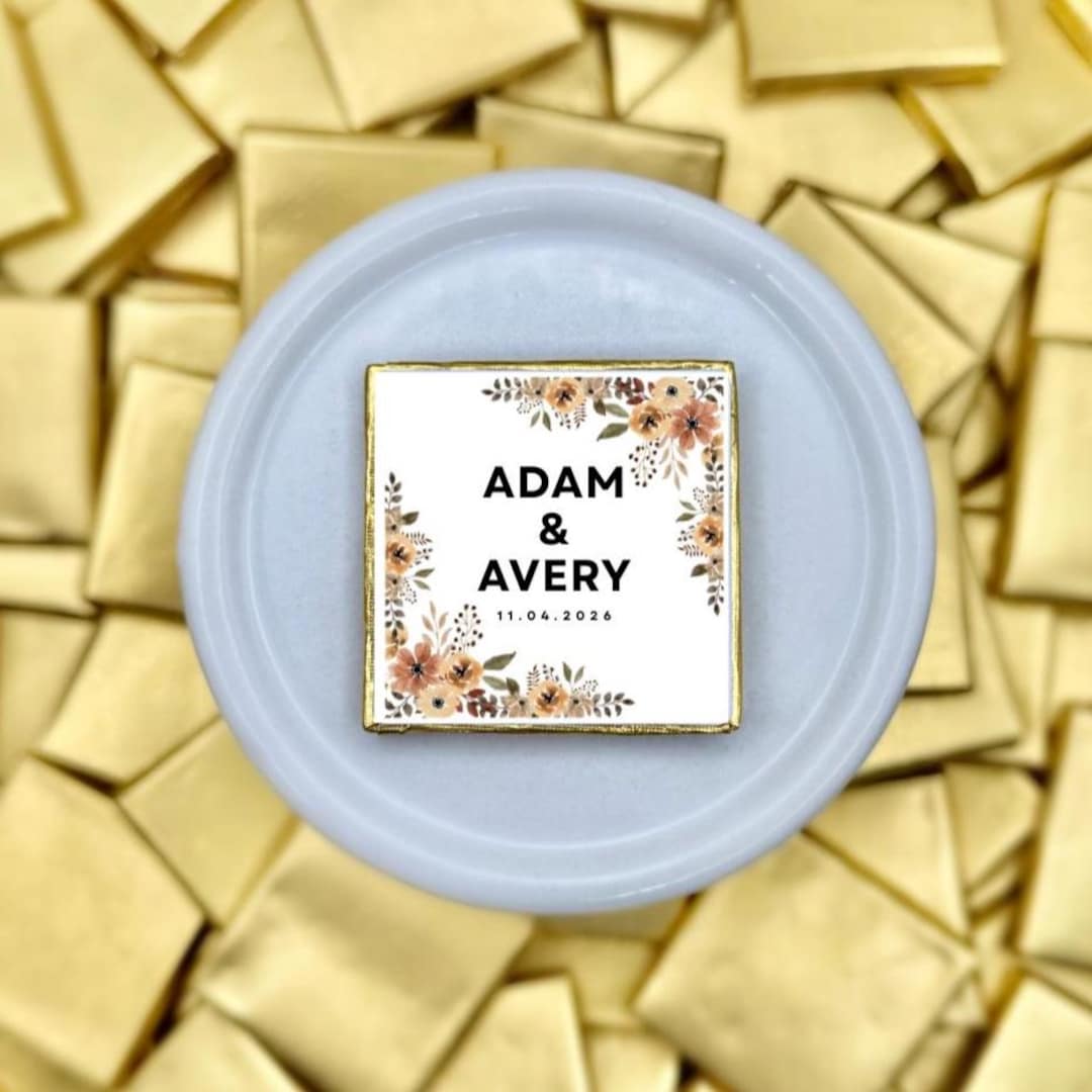 Personalized Wedding Chocolate Favors – Custom Names & Date, Elegant ...