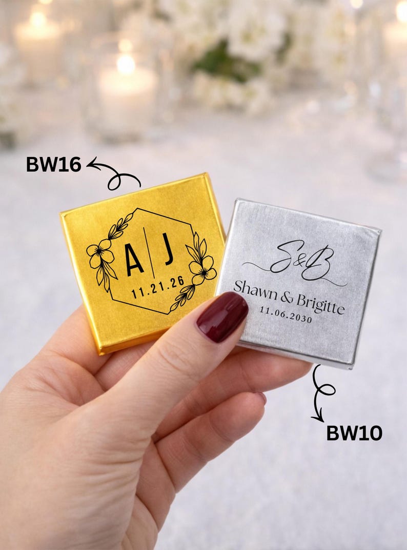 50 Wedding Chocolate Favors, Custom Initial Names Gifts, Event Gifts ...