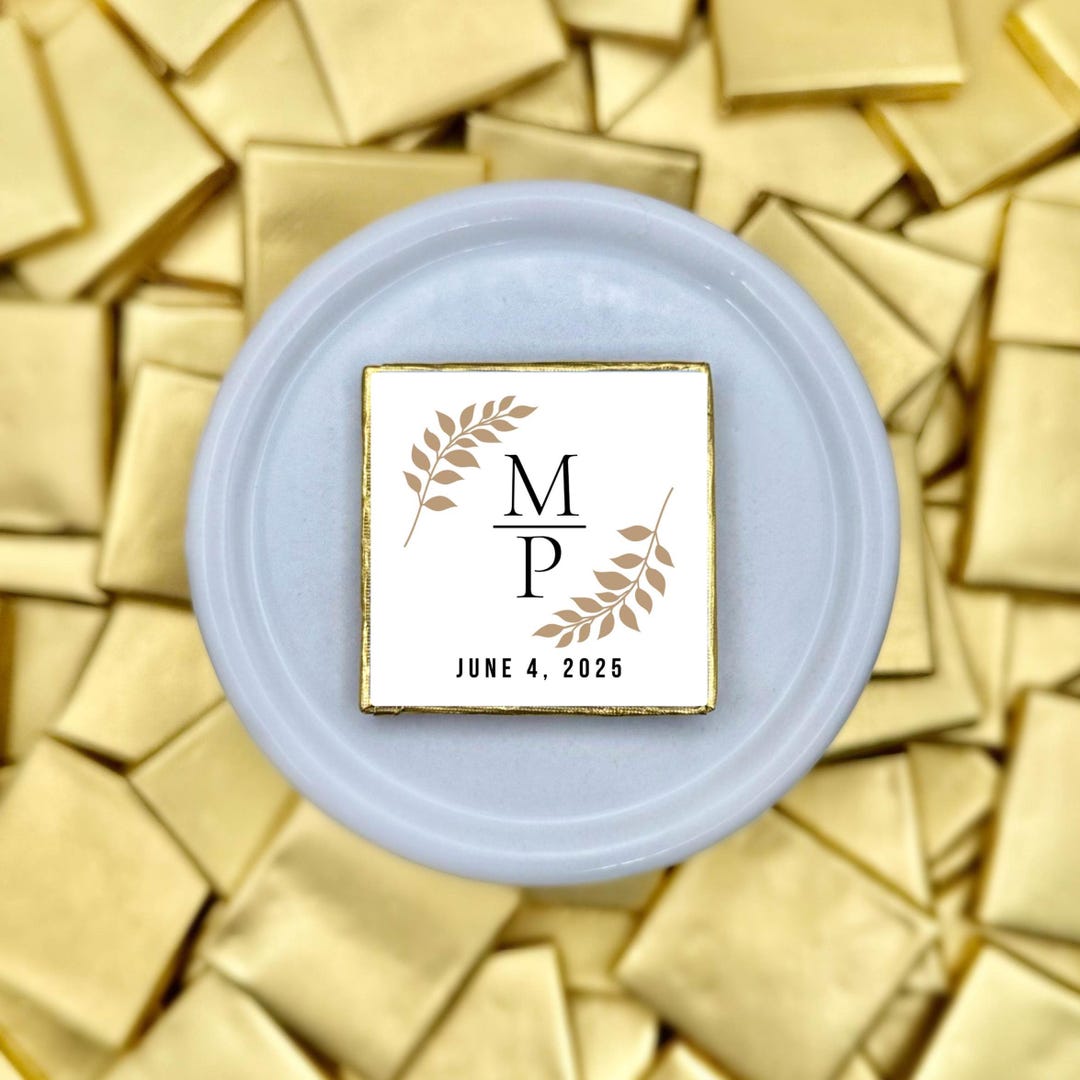 Personalized Wedding Chocolate Favors, Custom Initials & Date, Elegant ...