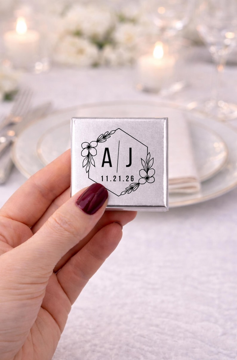 50 Wedding Chocolate Favors, Custom Initial Names Gifts, Event Gifts ...
