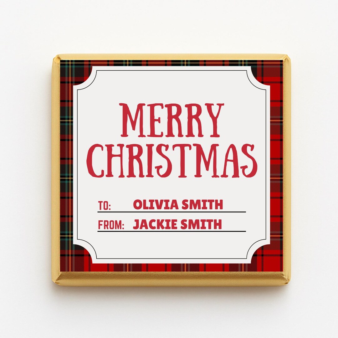 Christmas Gift Chocolate - Merry Christmas to From - Personalized Mini ...