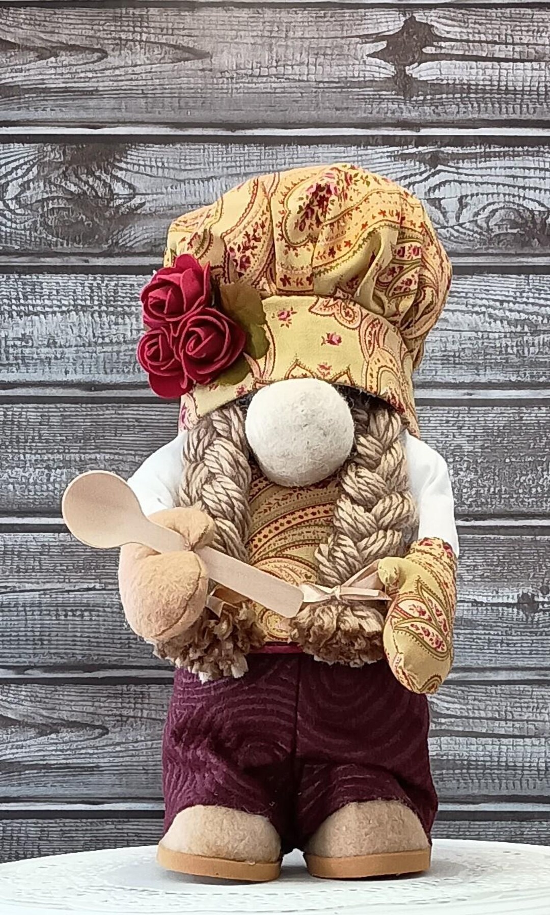 Chef Gnome/baker Gnome/cook Gnome/plush Gnome/gnome With Feet/standing ...