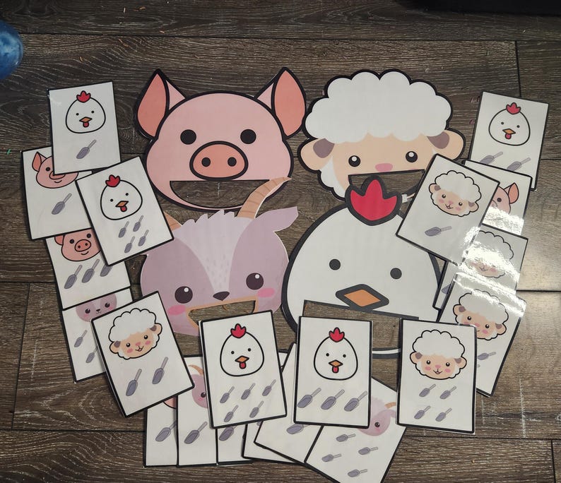 Feed the Farm Animals Sensory Bin Activity, Pre-laminated, Montessori ...