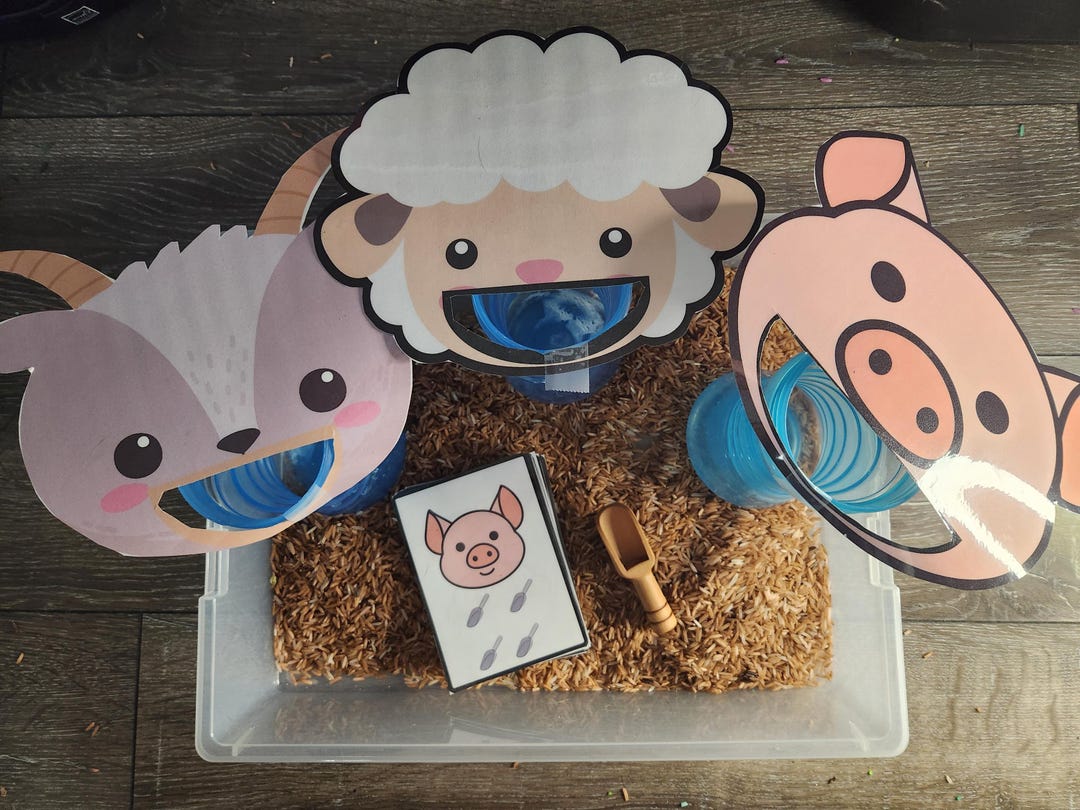 Feed the Farm Animals Sensory Bin Activity, Pre-laminated, Montessori ...