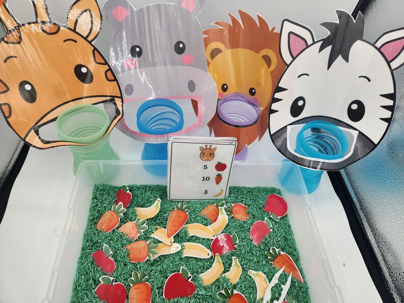 Alimenta a los animales del zoológico, actividad de conteo, juego ...