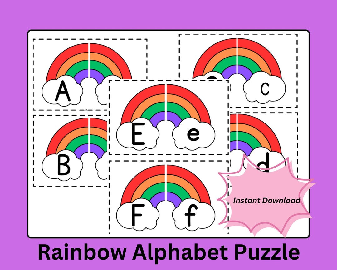 Rainbow Alphabet Symmetry Puzzle Toddler and Preschool Learning - Etsy