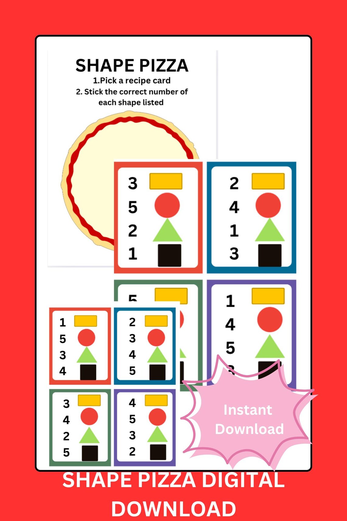 Shape Pizza Montessori Toddler and Preschool Learning Activity - Etsy