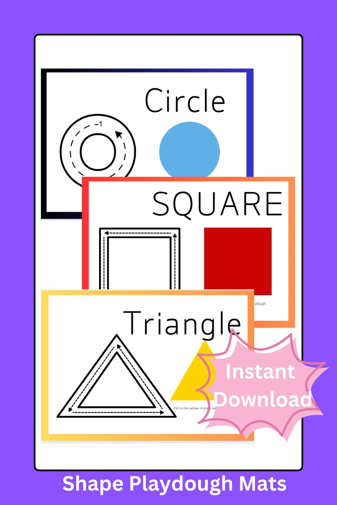 Playdough Shape Mats, Toddler and Preschool Learning, Montessori and ...