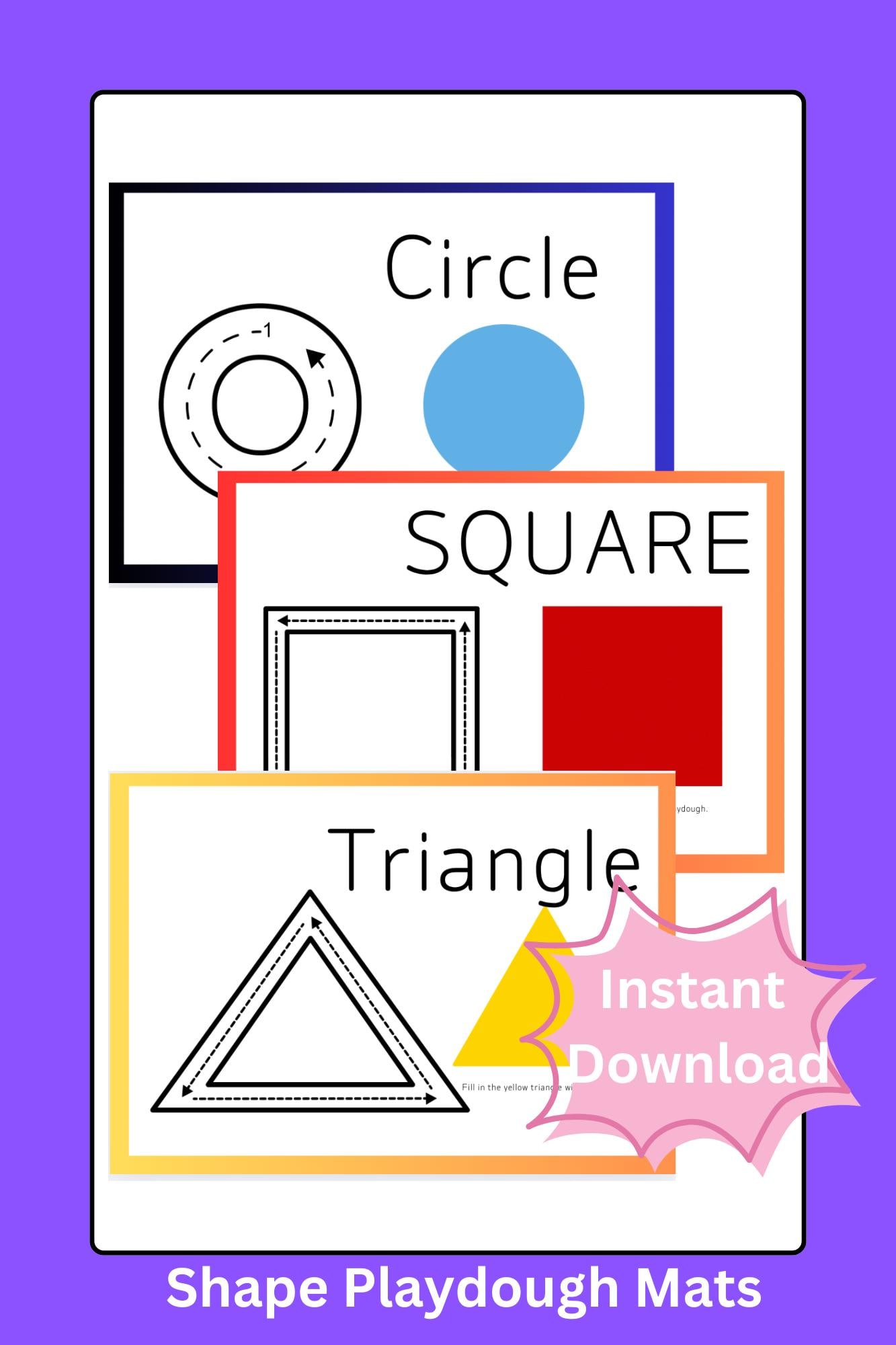 Playdough Shape Mats, Toddler and Preschool Learning, Montessori and ...