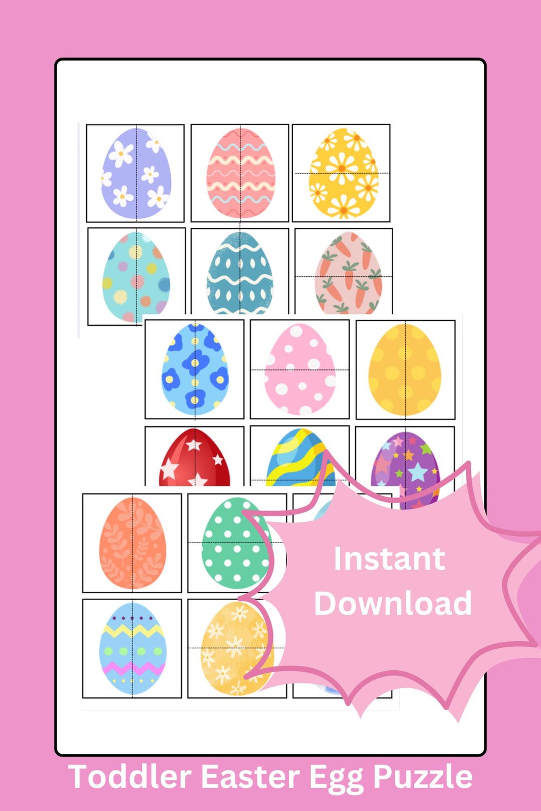 Toddler and Preschool Easter Egg Puzzle, Symmetry Puzzle, Toddler and ...