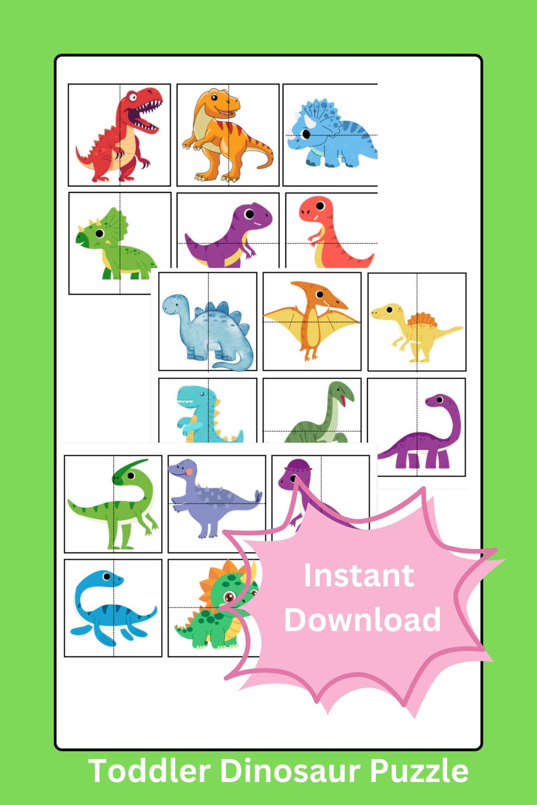 Toddler and Preschool Dinosaur Matching Puzzle, Symmetry Puzzle ...