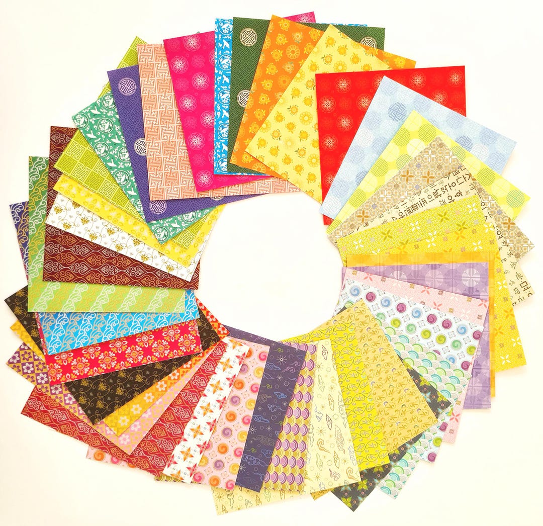 Traditional Korean Pattern Origami Paper | 80 Sheets, 15cm (6") Square ...