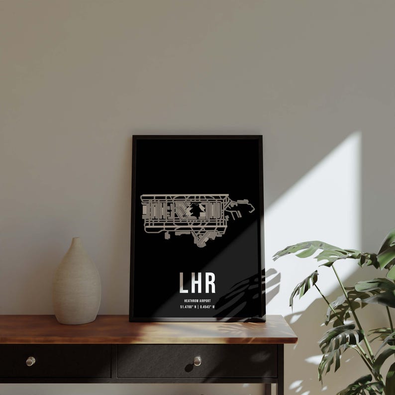 LHR London Heathrow Airport Map Diagram Poster | Detailed Print ...