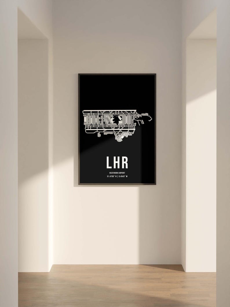 LHR London Heathrow Airport Map Diagram Poster | Detailed Print ...