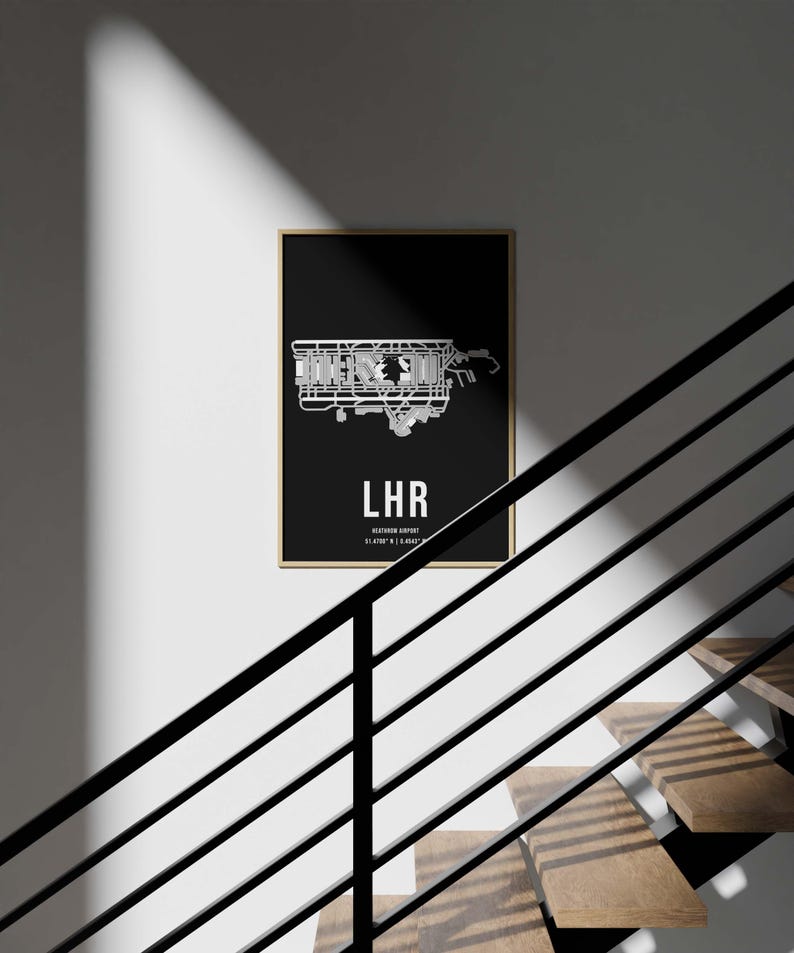 LHR London Heathrow Airport Map Diagram Poster | Detailed Print ...