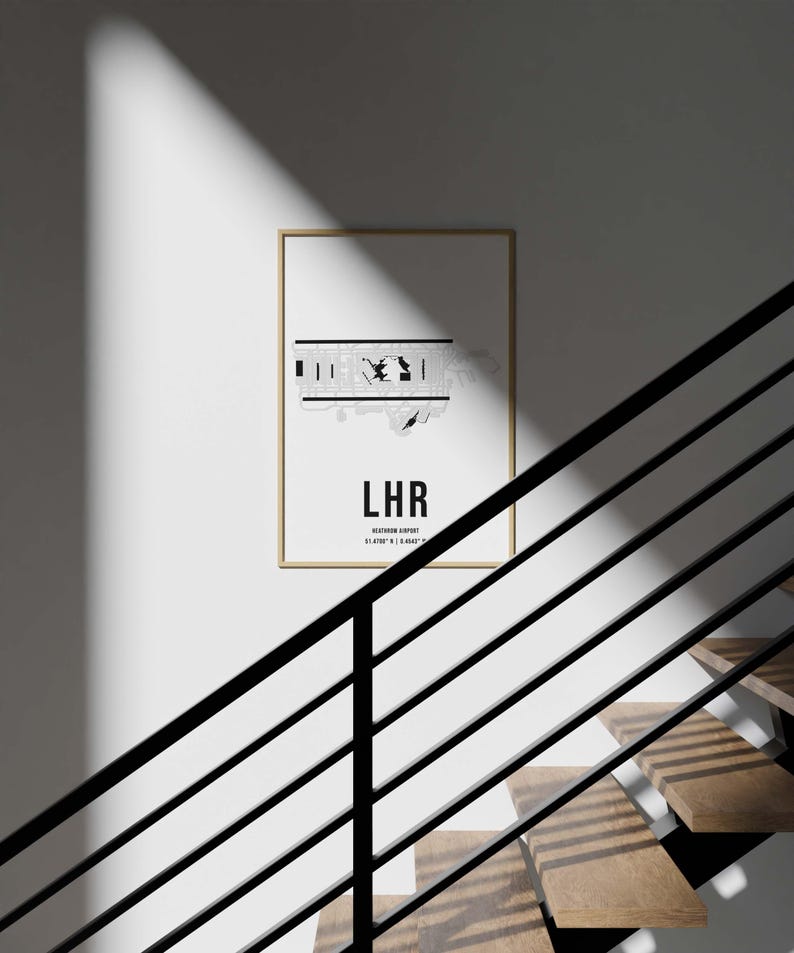 LHR London Heathrow Airport Map Diagram Poster | Detailed Print ...