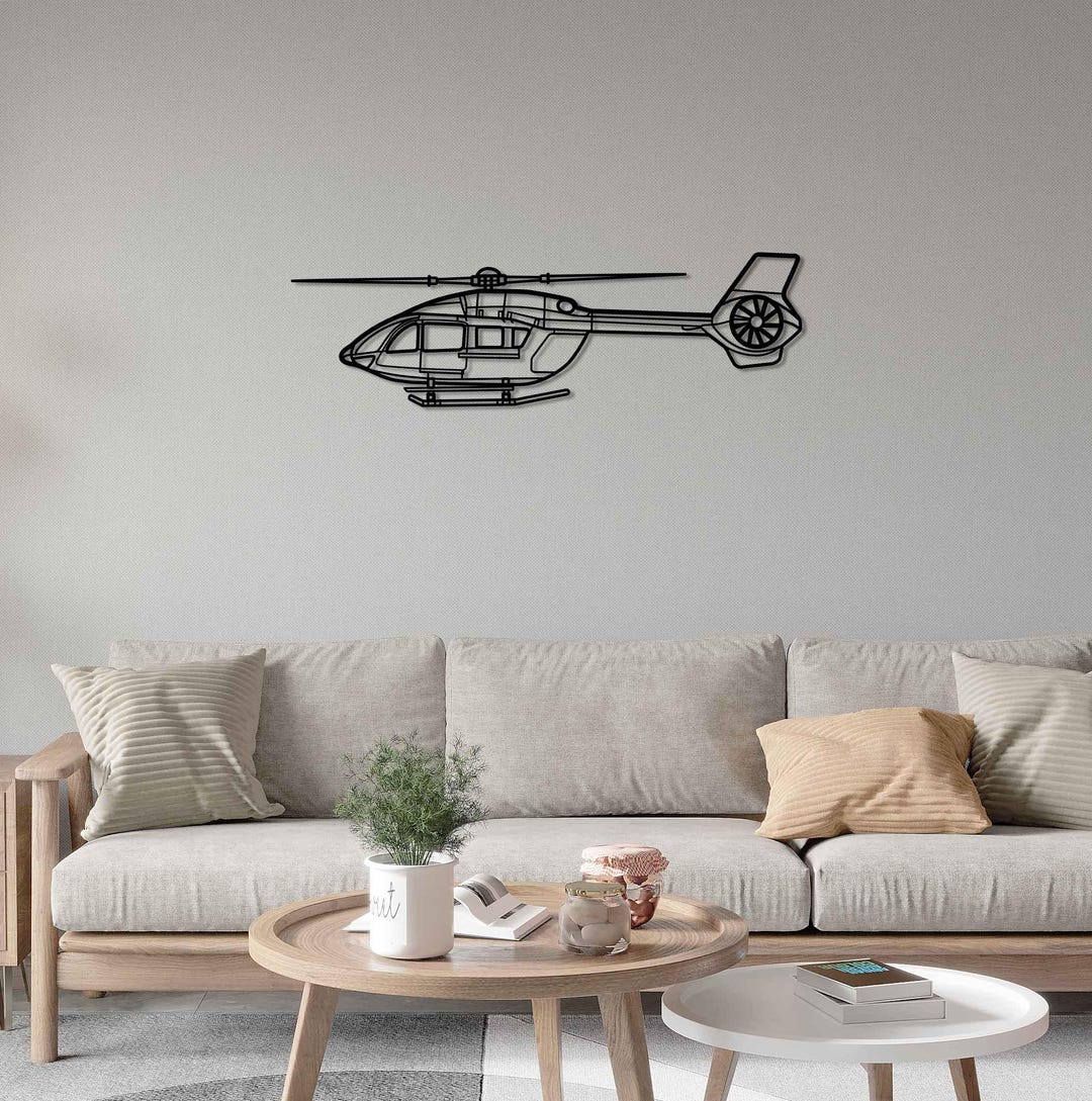 Airbus H145 Helicopter Side Metal | Premium Metal Aircraft Wall Art for ...