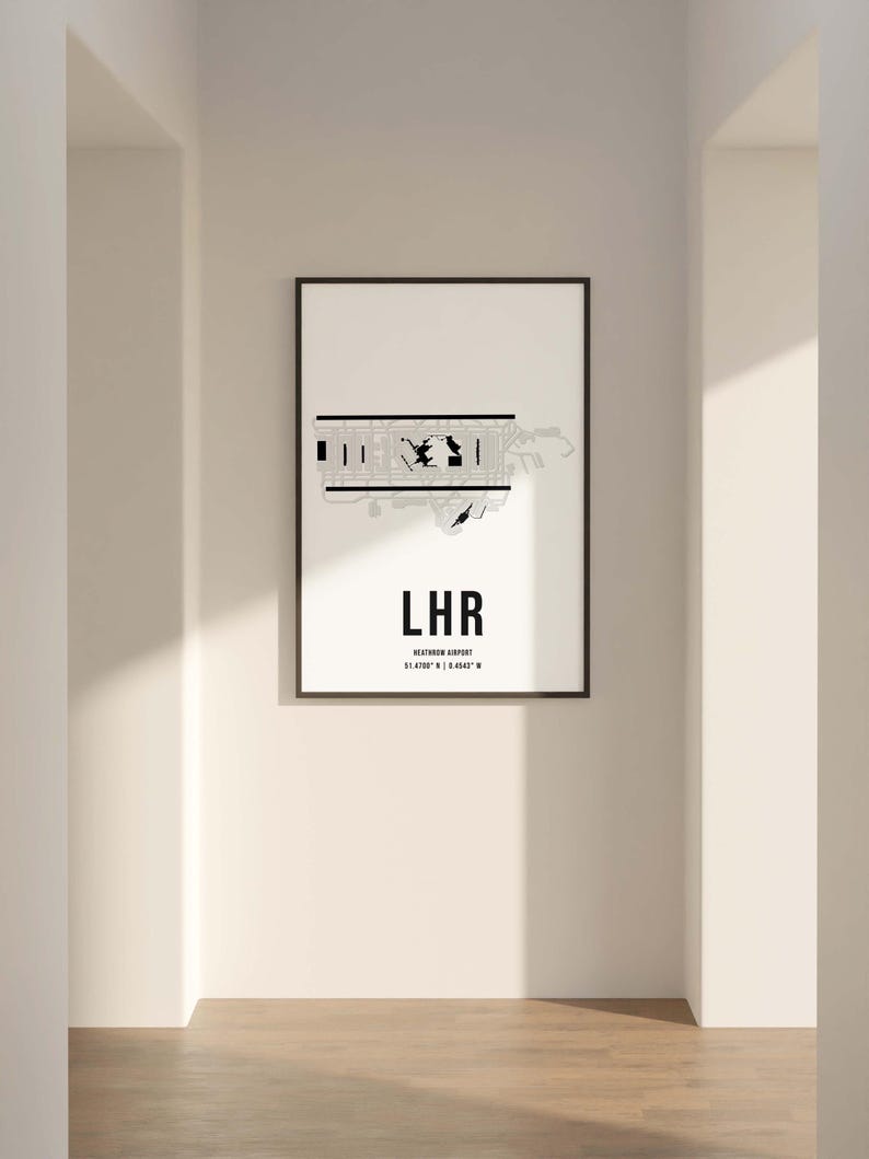LHR London Heathrow Airport Map Diagram Poster | Detailed Print ...