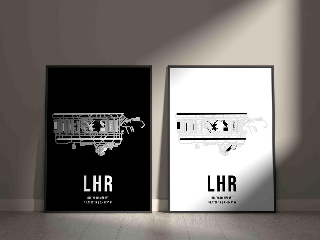 LHR London Heathrow Airport Map Diagram Poster | Detailed Print ...