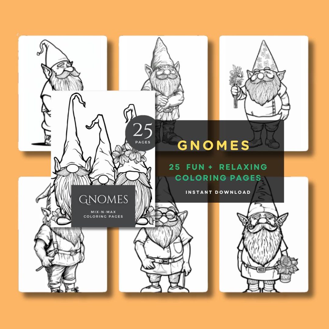 Gnomes Coloring Book for Kids | 25 Cute Fun and Relaxing Printable ...