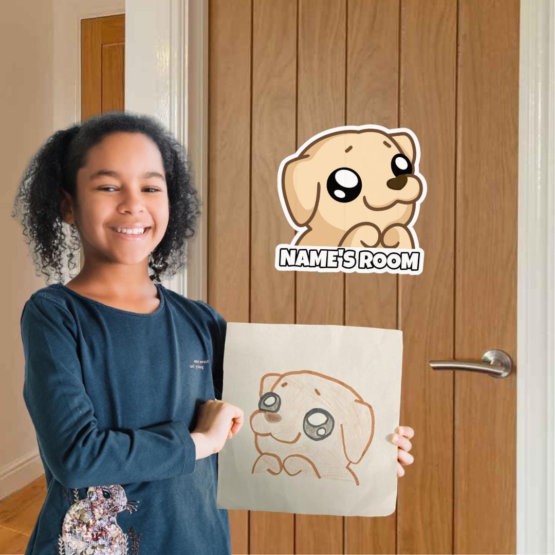 Personalized Kids Bedroom Door Sign From Drawing, Custom Name Sign ...