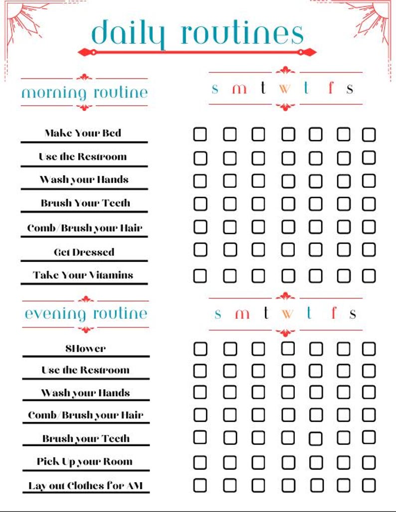 Daily Routine Checklist - Etsy