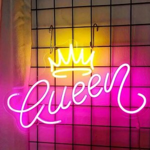 Queen With Crown Neon Sign - Multi-color Wall Hanging Decoration With ...