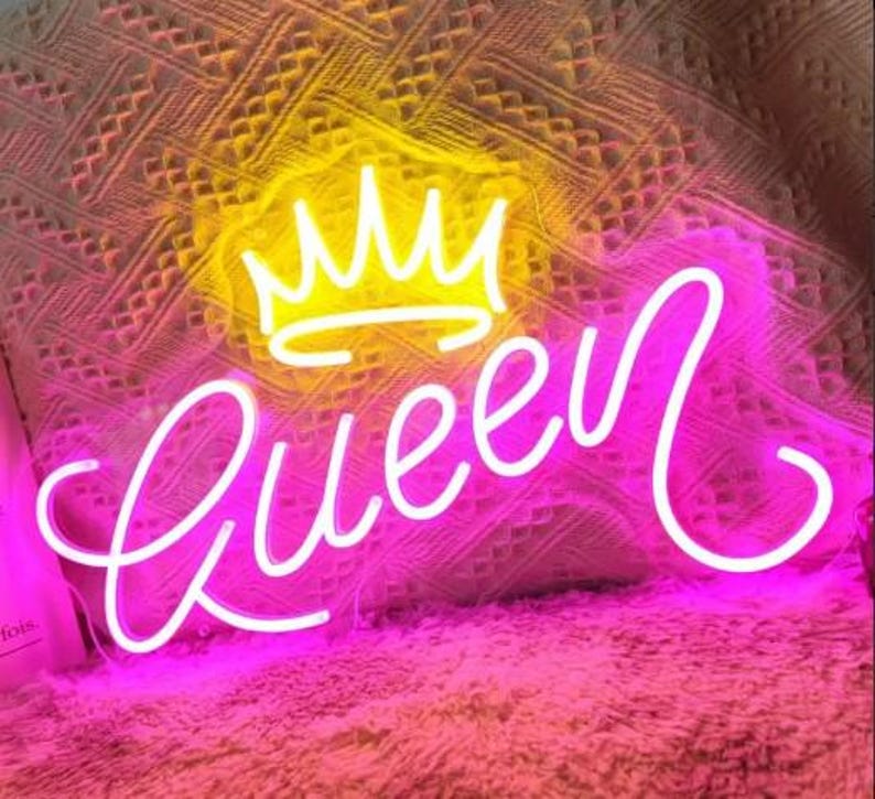 Queen With Crown Neon Sign - Multi-color Wall Hanging Decoration With ...