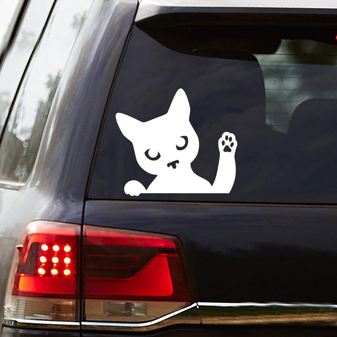 Waving Cat Decal, Waving Cat Sticker, Peeking Cat Decal, Peeking Cat ...