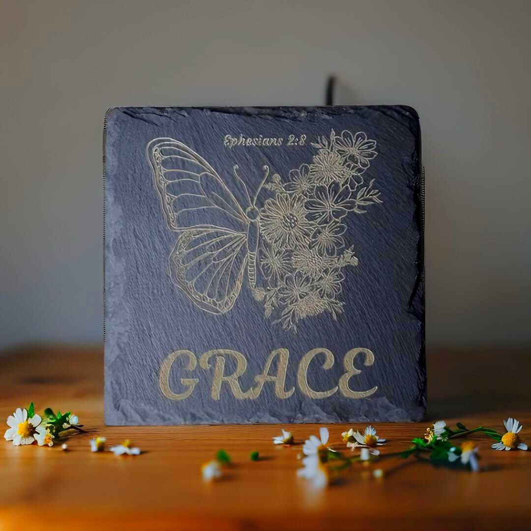 Christian Coasters Set of 4 – Scripture Engraved Slate | Bible Verse ...