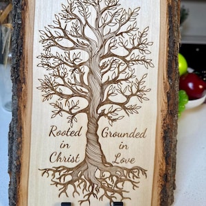 Rooted in Christ Tree of Life Sign – Christian Wood Wall Art | Handmade ...