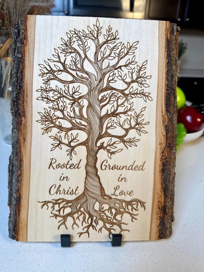 Rooted in Christ Tree of Life Sign – Christian Wood Wall Art | Handmade ...