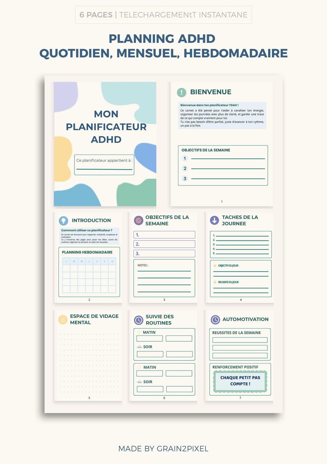 Printable ADHD Planner PDF – Weekly Organizer for Adults & Teens ...