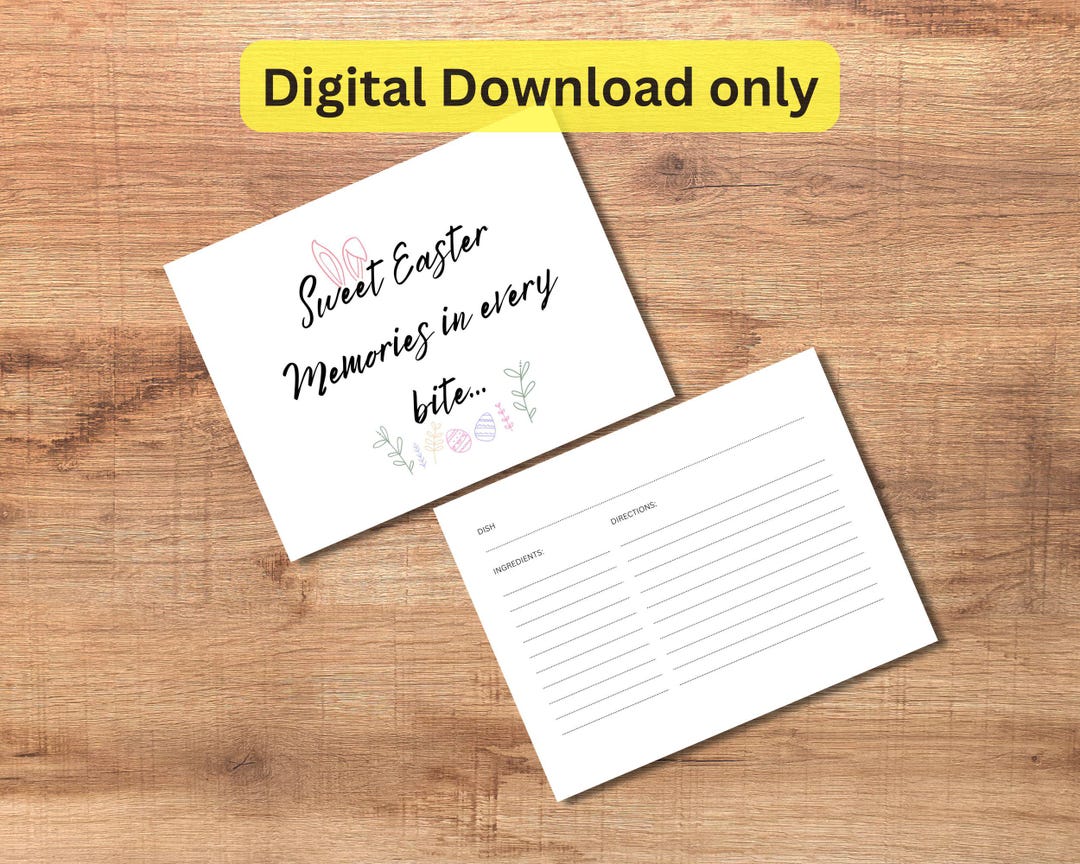 Printable Easter Recipe Card, Share a Recipe, Thank You Gift, Share ...