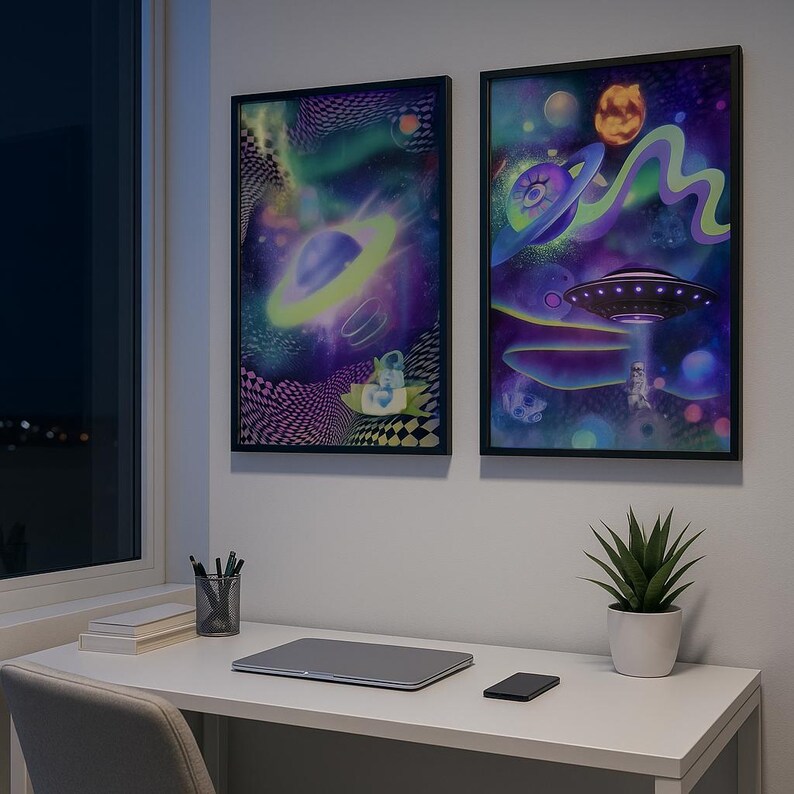 Psychedelic Space Wall Art | Trippy Galaxy Digital Prints | Astronaut ...