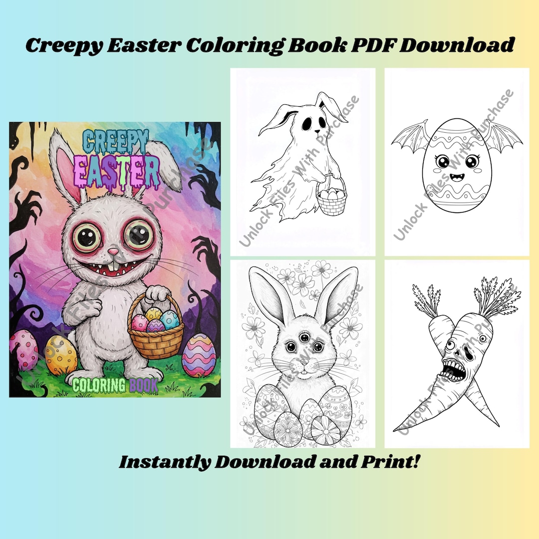 Creepy Easter Coloring Book Gothic Easter Coloring Pages Dark Fantasy ...