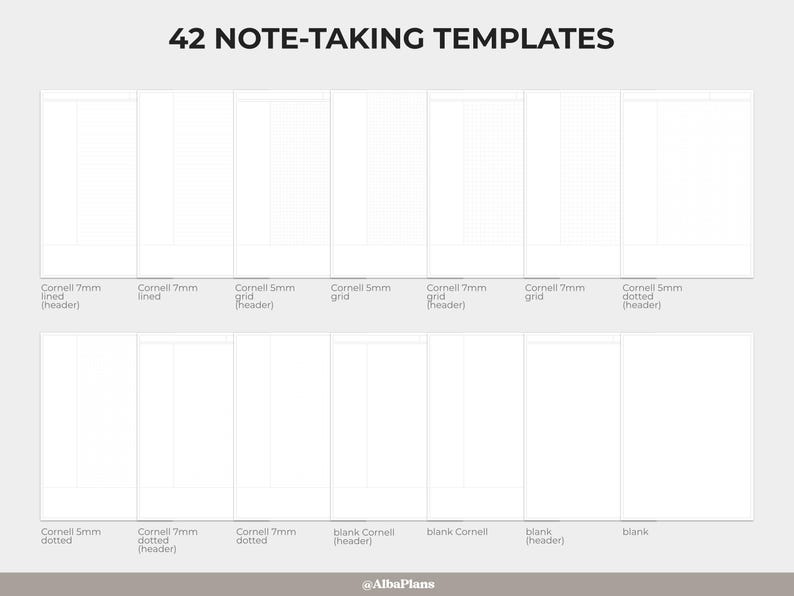 All-in-one Digital Note-taking Bundle: Grid, Dot, Line, Cornell ...