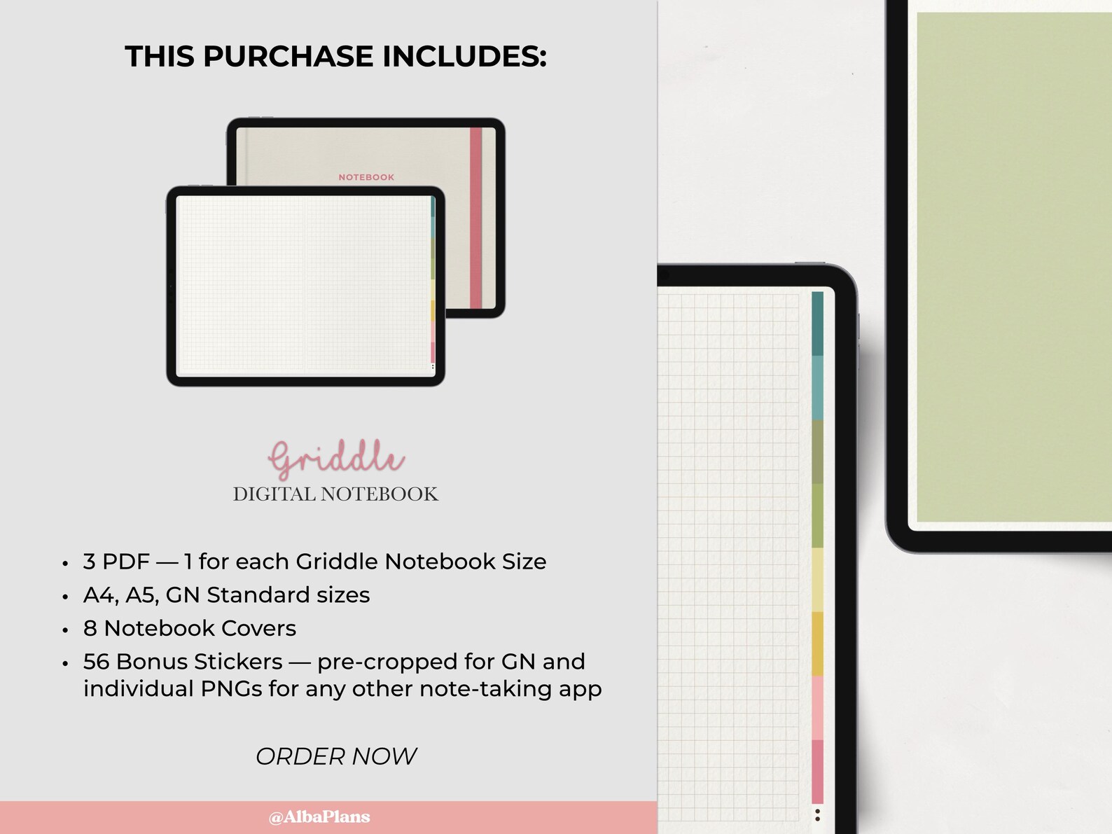 Digital Grid Notebook Landscape | Hyperlinked Sections | Goodnotes ...