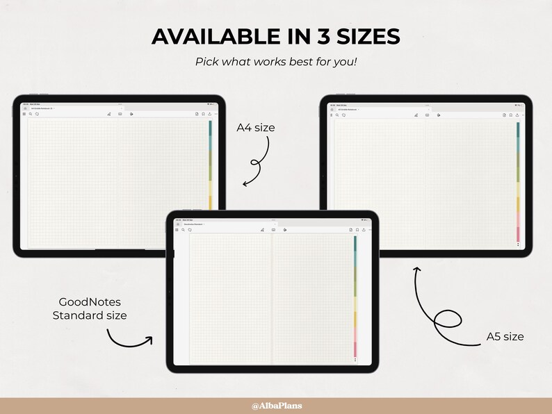 Digital Grid Notebook Landscape | Hyperlinked Sections | Goodnotes ...