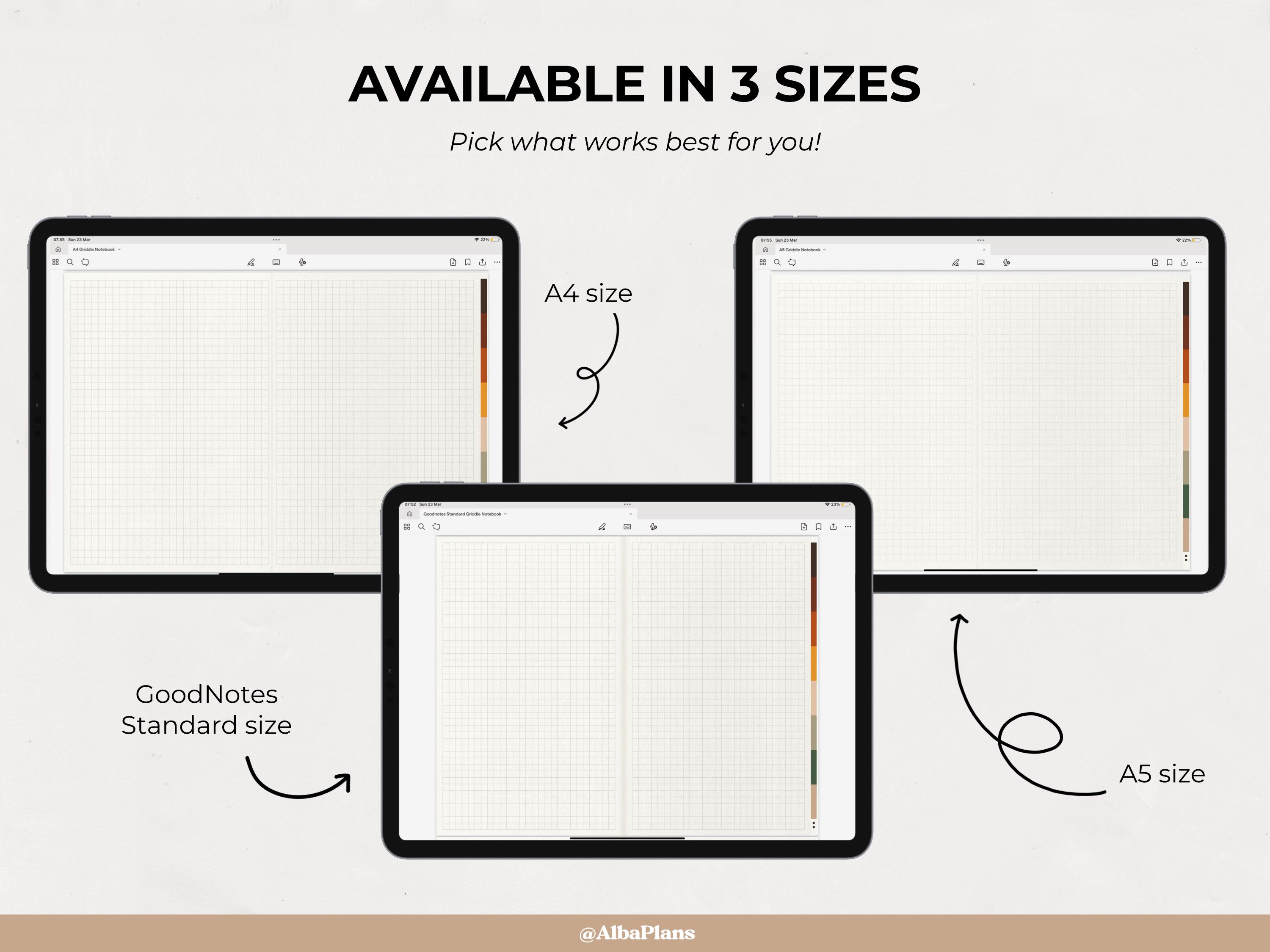 Digital Grid Notebook Landscape | Hyperlinked Sections | Goodnotes ...