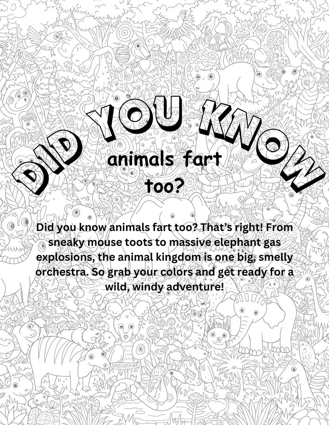Farting Animals Coloring Book | Funny Animal Coloring Pages | Kids ...