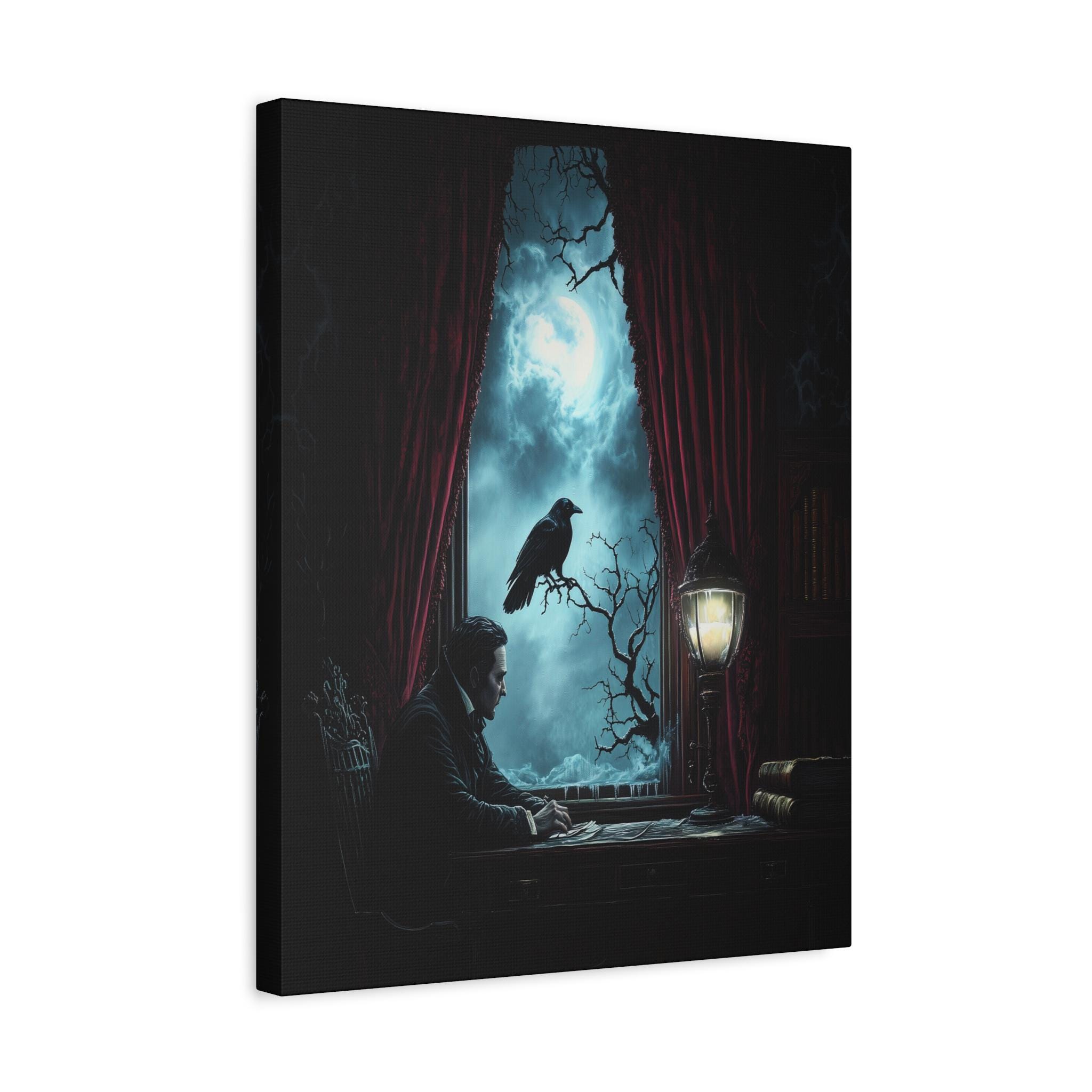 Edgar Allan Poe the Raven Canvas Wall Art Literaryvisuals - Etsy