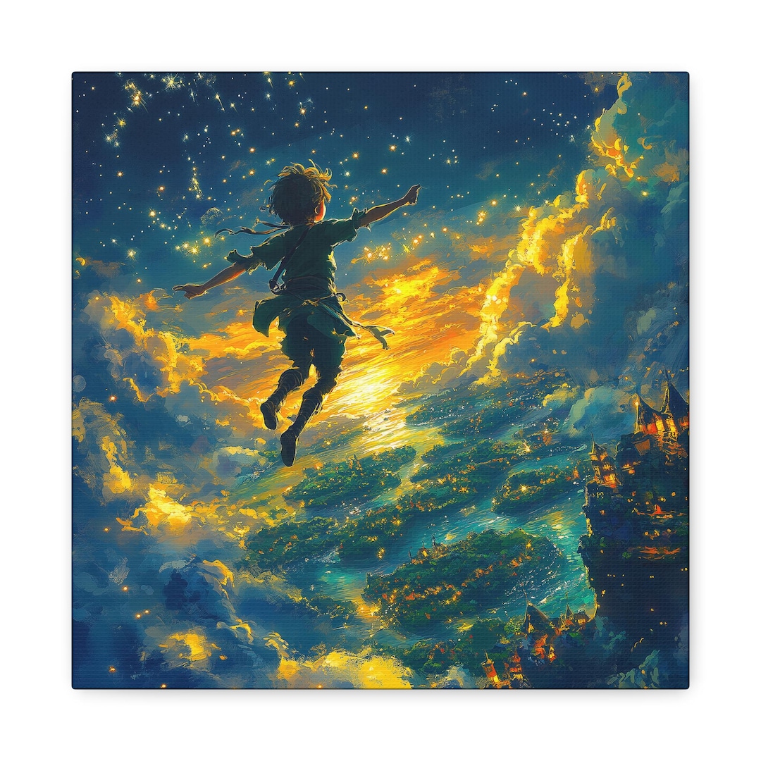 Peter Pan Flies Over Neverland, Digital, Printable Wall Art, Instant ...
