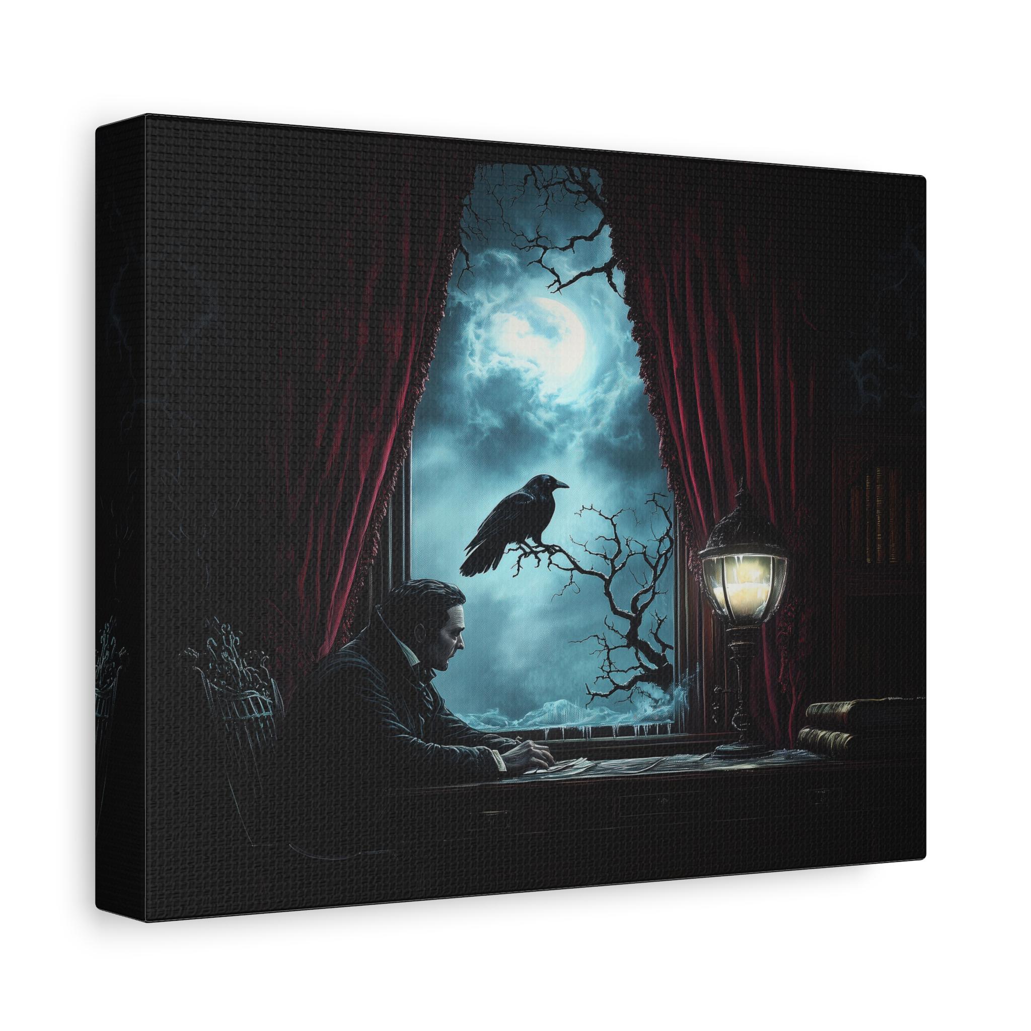 Edgar Allan Poe the Raven Canvas Wall Art Literaryvisuals - Etsy